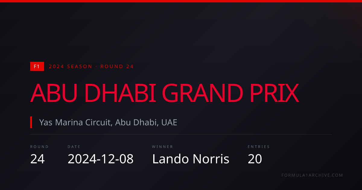 2024 Abu Dhabi Grand Prix Results — Winner, Podium & Full ...