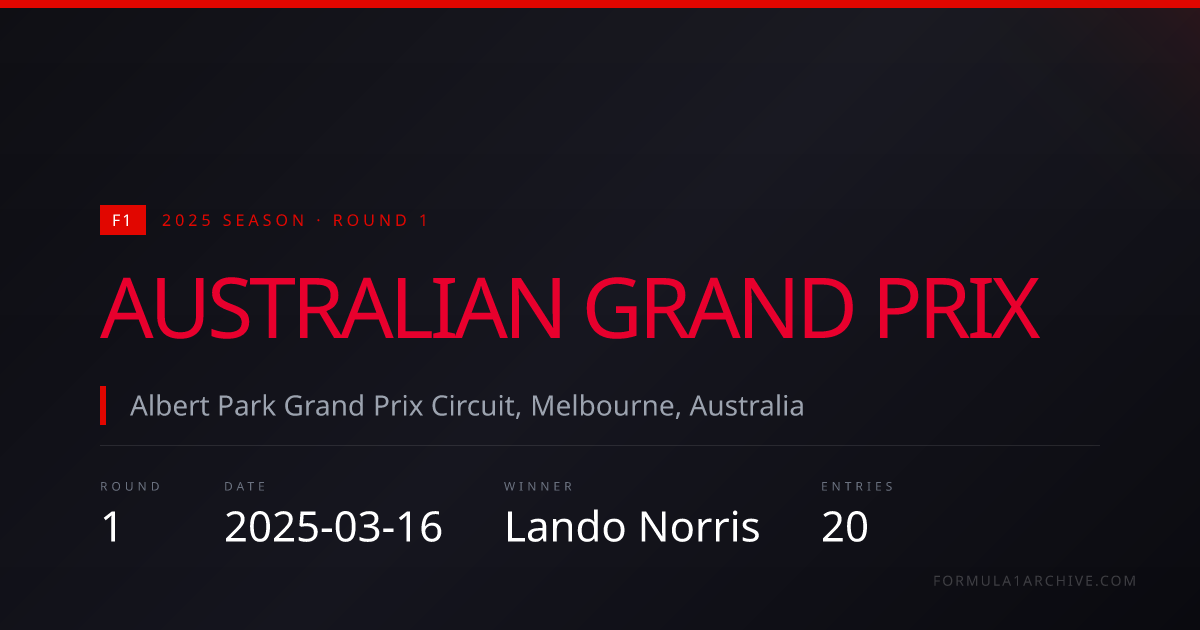 2025 Australian Grand Prix Results — Winner, Podium & Full ...