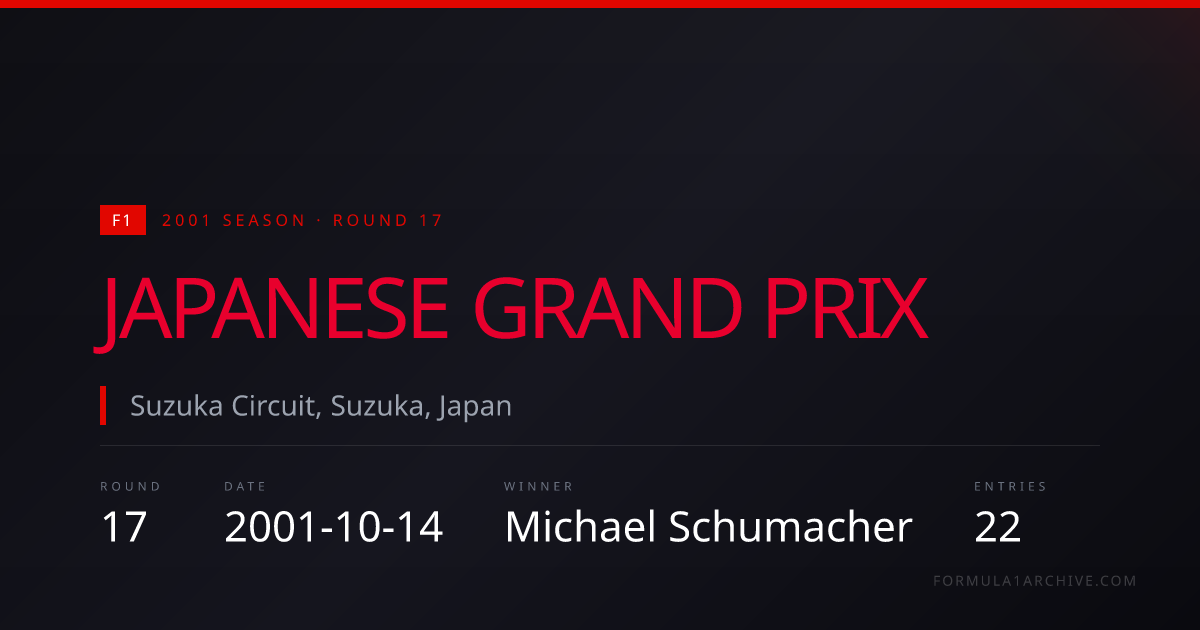 2001 Japanese Grand Prix Results — Winner, Podium & Full Classification ...