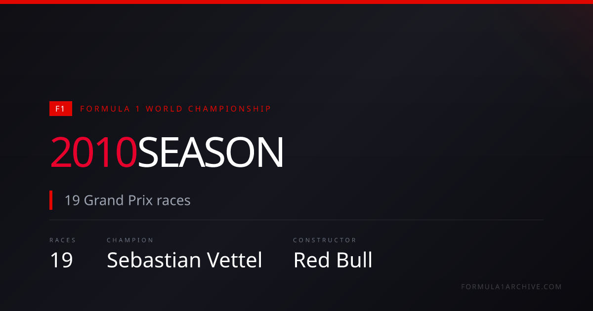 2010 F1 Season Results — Races, Standings & Champion | F1 Archive